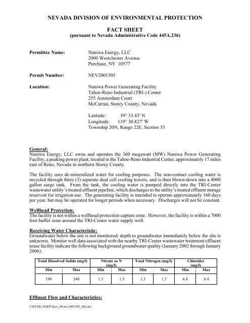 Download Fact Sheet - Nevada Division of Environmental Protection ...
