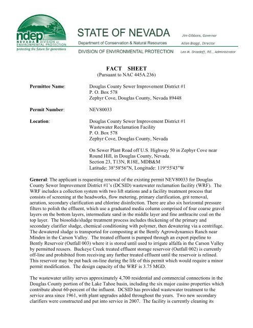 FACT SHEET - Nevada Division of Environmental Protection - State ...