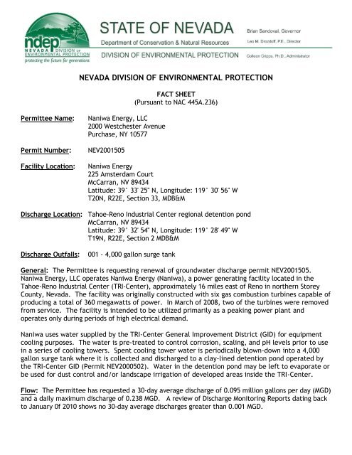 NEVADA DIVISION OF ENVIRONMENTAL PROTECTION