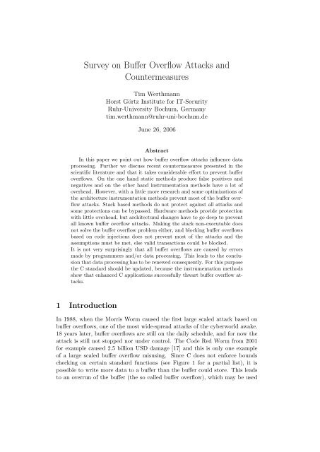 Survey on Buffer Overflow Attacks and Countermeasures Survey on Buffer Overflow Attacks and Countermeasures