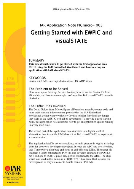 Getting Started with EWPIC and visualSTATE - IAR Systems