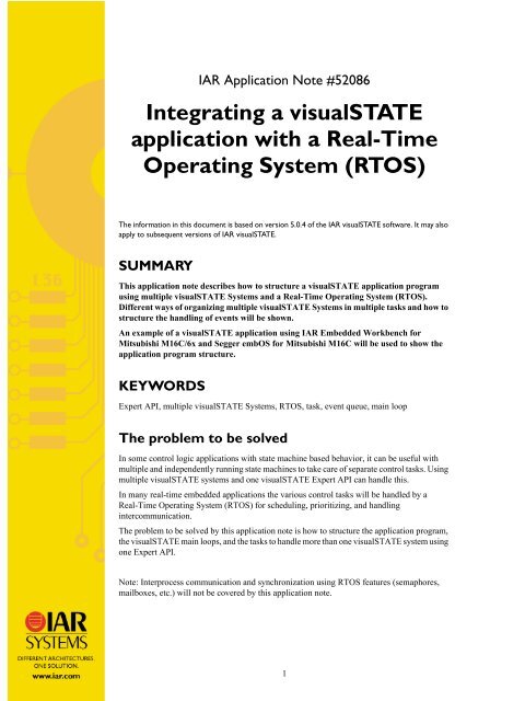Integrating a visualSTATE application with a Real ... - IAR Systems