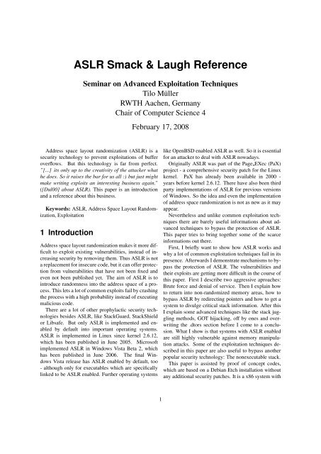 ASLR Smack & Laugh Reference