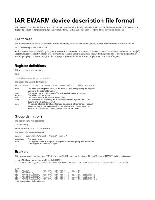 IAR EWARM device description file format