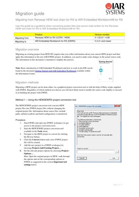 Migration guide - IAR Systems
