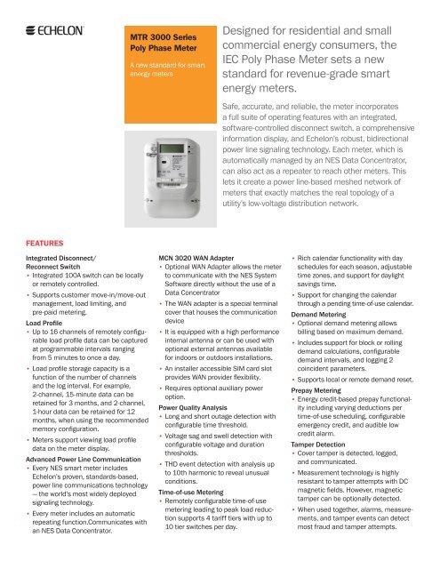 IEC Poly Phase Smart Meter datasheet - Echelon