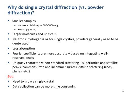 Why do single crystal dif