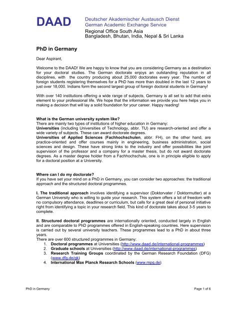 Dear aspirant, - DAAD