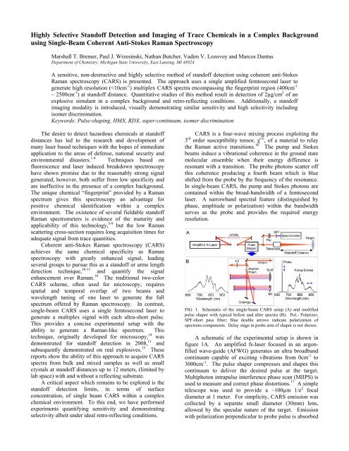 Highly Selective Standoff Detection and Imaging of Trace