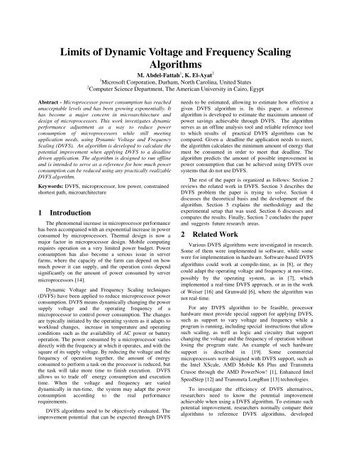 Limits Of Dynamic Voltage And Frequency Scaling Algorithms