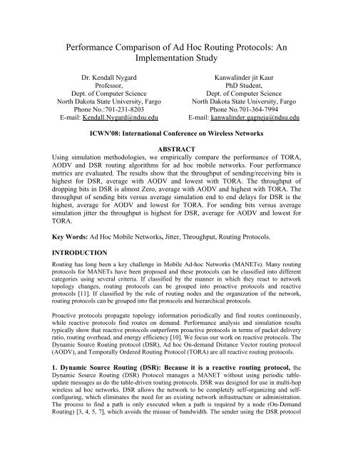 Performance Comparison Of Ad Hoc Routing Protocols An