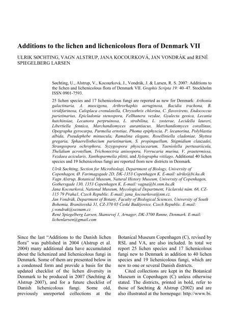 Additions to the lichen and lichenicolous flora of Denmark VII