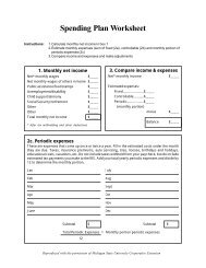 Spending Plan Worksheet - Career Planning