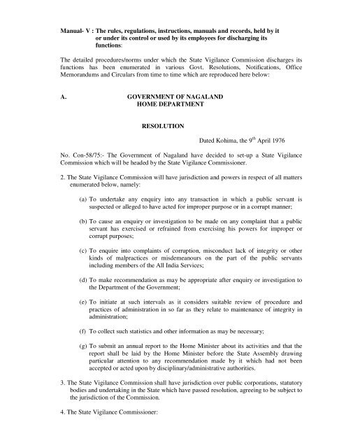 Manual- V : The rules, regulations, instructions, manuals and ...