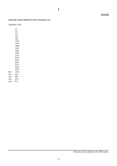 Admiralty Charts affected by the Publication List Admiralty Chart 39 ...