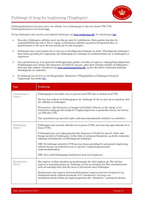 Fuldmagt til brug for Tinglysning (Tingbogen)