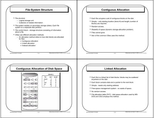 File-System Structure Contiguous Allocation Contiguous Allocation ...
