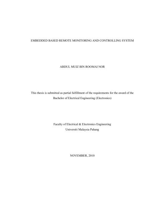 embedded based remote monitoring and controlling system abdul