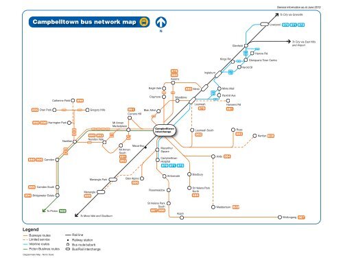 Campbelltown bus network map - 131500