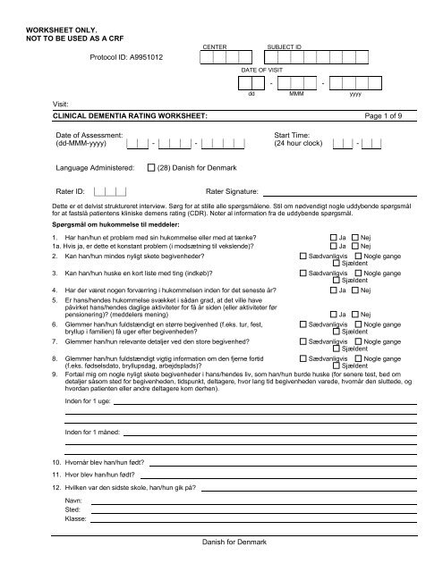 CLINICAL DEMENTIA RATING WORKSHEET - Alzheimer's Disease ...