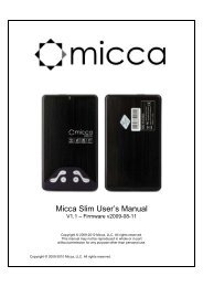 Micca Speck User's Manual - Micca Store!