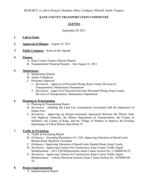 Transportation Accounts Payable by GL Distribution - Kane County, IL