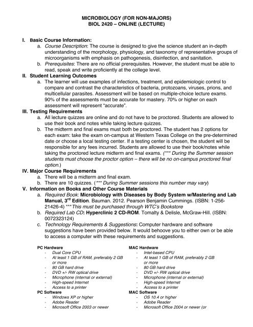 Microbiology For Non Majors Biol 2420 Online