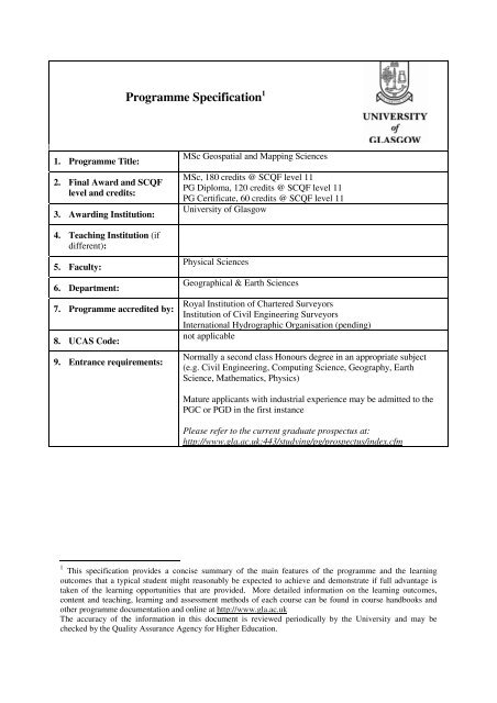 Programme Specification1 - University of Glasgow