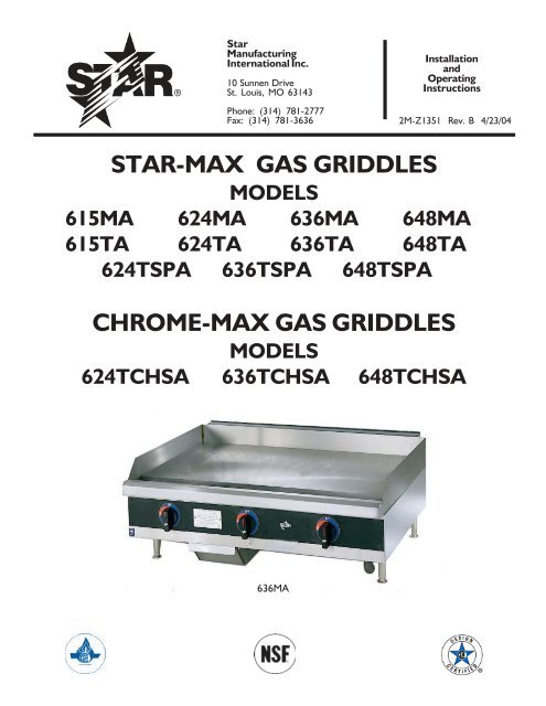 star-max gas griddles chrome-max gas griddles - Parts Town
