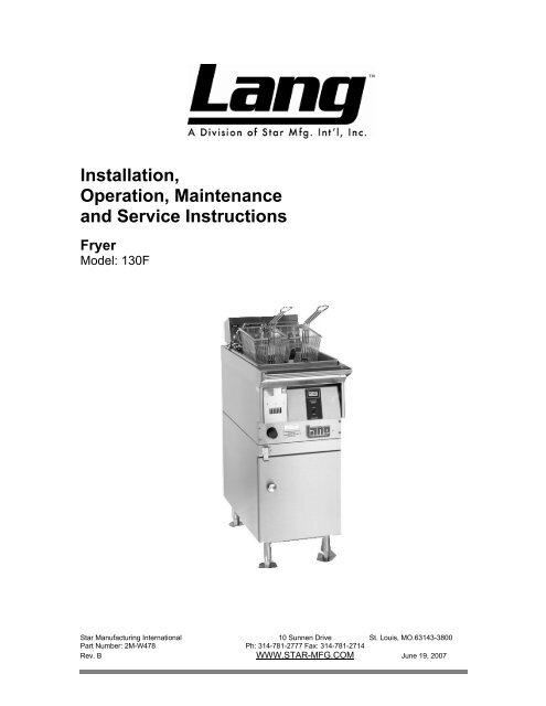 Lang Electric Fryer - Parts Town