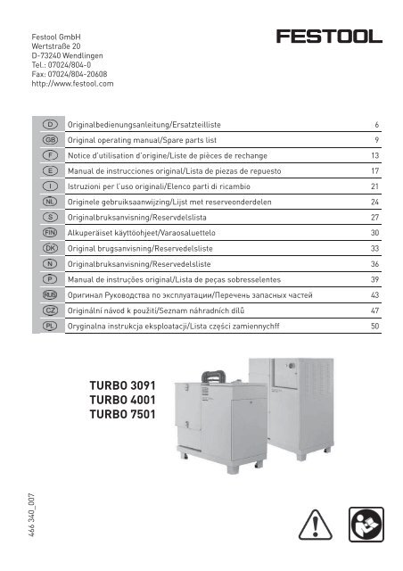 TURBO 3091 TURBO 4001 TURBO 7501 - HM diffusion