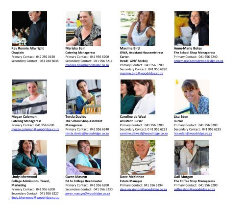 Rev Ronnie Allwright Mariska Bain Maxime Bird Anne-Marie Botes ...