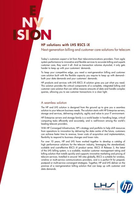 HP solutions with LHS BSCS iX - Large Enterprise Business - HP