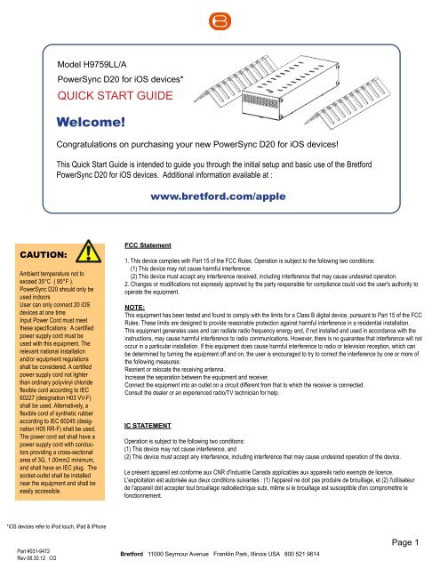 Quick Start Guide - Apple Product Guide - Bretford