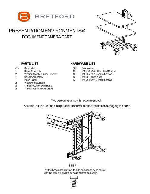 Projector and Document Camera Cart Instructions - Bretford