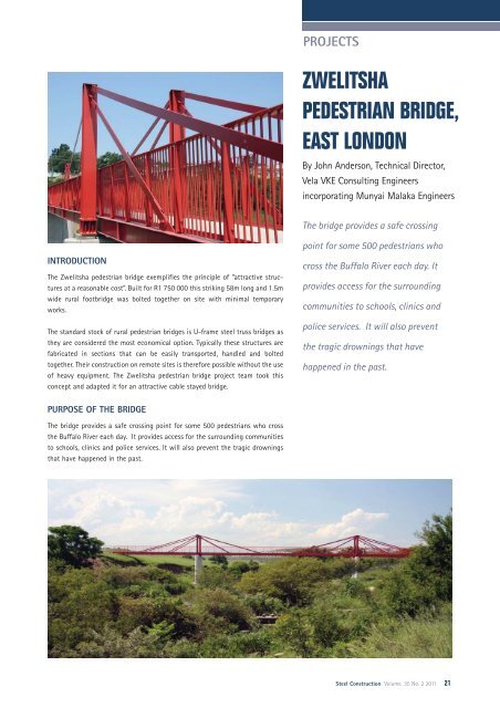 ZWELITSHA PEDESTRIAN BRIDGE, EAST LONDON