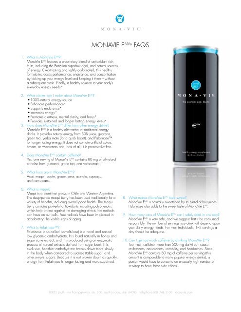 MonaVie eMV® FaQs