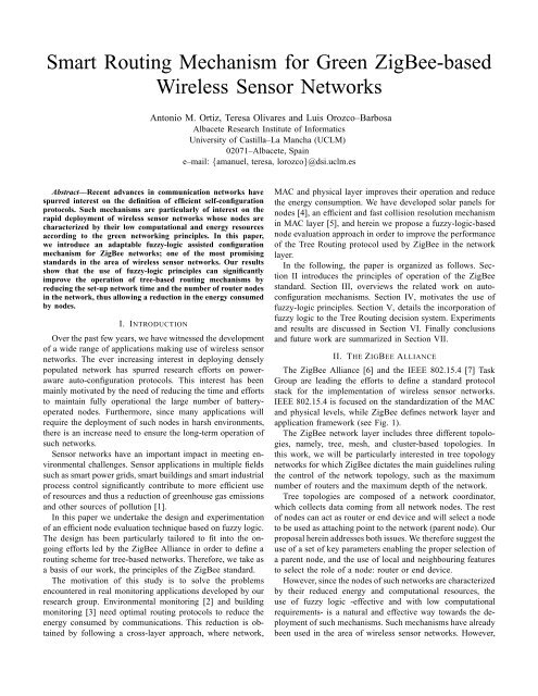 Smart Routing Mechanism for Green ZigBee-based Wireless Sensor ...