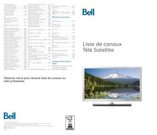 Liste de canaux Télé Satellite - Bell Canada