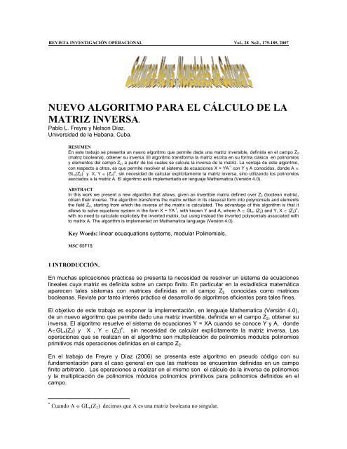 nuevo algoritmo para el cálculo de la matriz inversa - revista ...