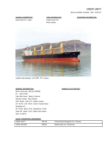 CREST UNITY - Cargo Vessels International