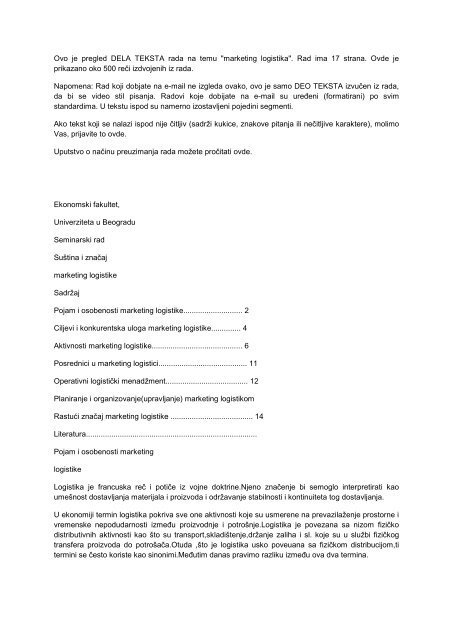 marketing logistika