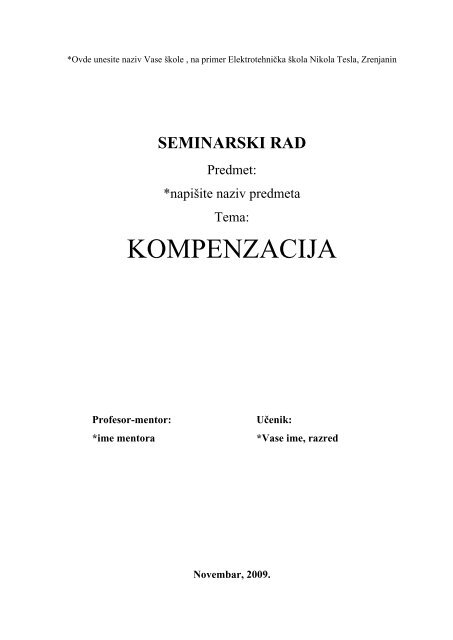 crtica Suvenir suočavanje seminarski rad primer etnički set obično