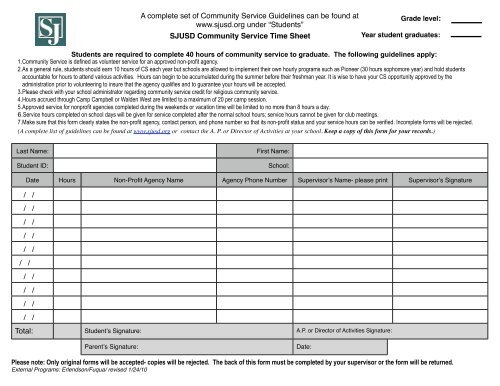 Community Service Timesheet 1.24.10
