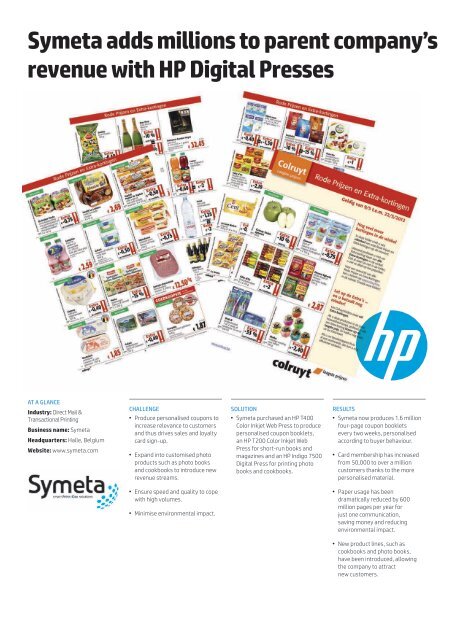 HP T400 Color Inkjet Web Press | IT Case study | Symeta | HP