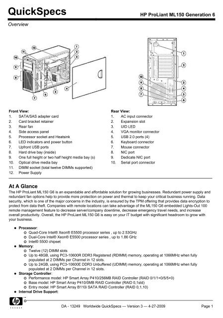 HP ProLiant ML150 Generation 6 - VB