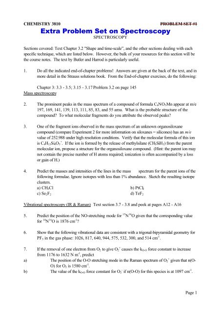 Extra Problem Set on Spectroscopy