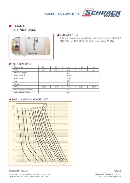 W DATASHEET: D01 FUSE-LINKS - Schrack