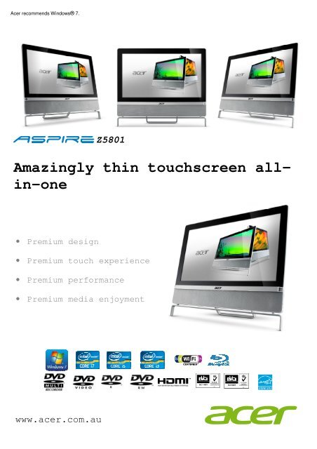 Amazingly thin touchscreen all- in-one - Acer