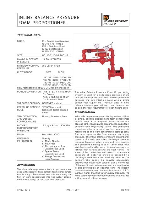inline balance pressure foam proportioner - HD Fire Protect